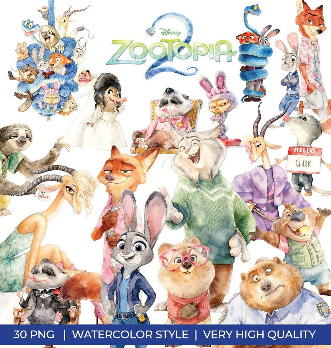 Zootopia 2 Clipart Png Unique Watercolor Characters Judy Hopps, Nick ...