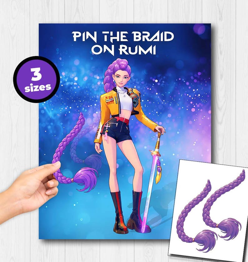 K-pop Demon Hunter Pin the Braid on Rumi | Party Printable Birthday ...