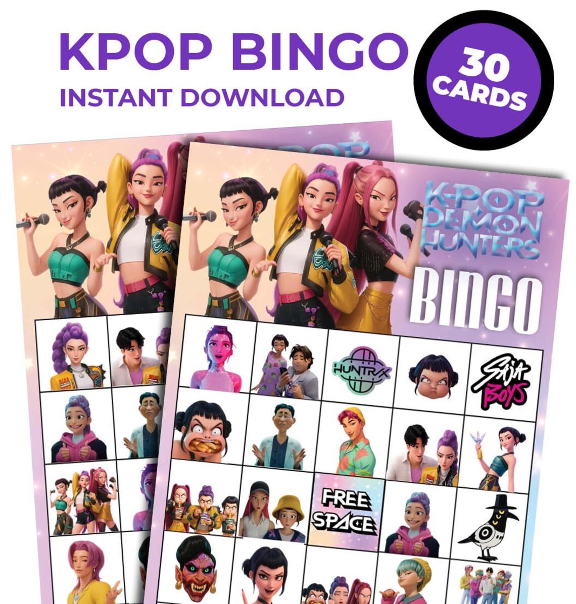 K-pop Demon Hunters Party Activities Games | Fortune Teller | Bingo ...