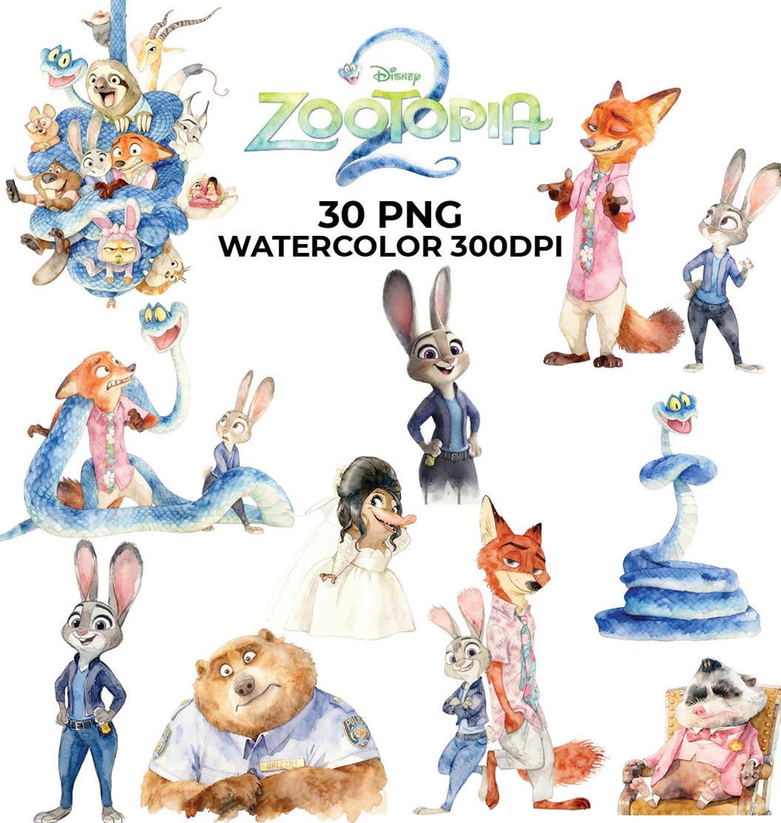 Zootopia 2 Clipart Png Unique Watercolor Characters Judy Hopps, Nick ...