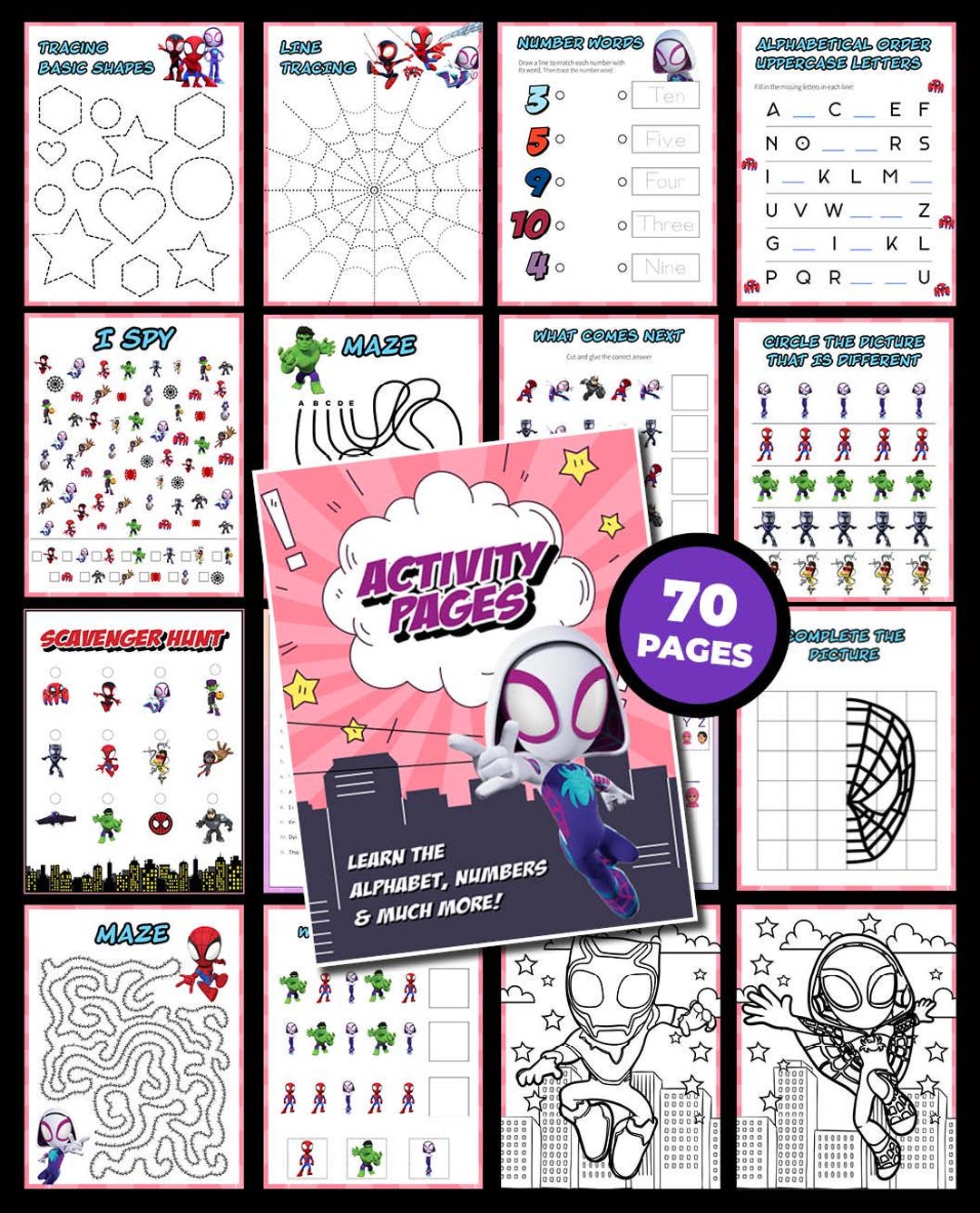 Spidey Activities Games Busy Book | Amazing Ghost Gwen Preschool ...