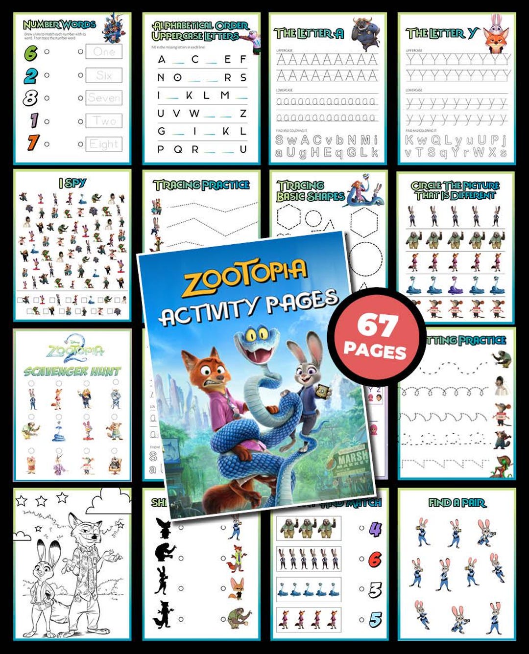 Zootopia 2 Activities Game | Printable Kindergarten Preschool Coloring ...