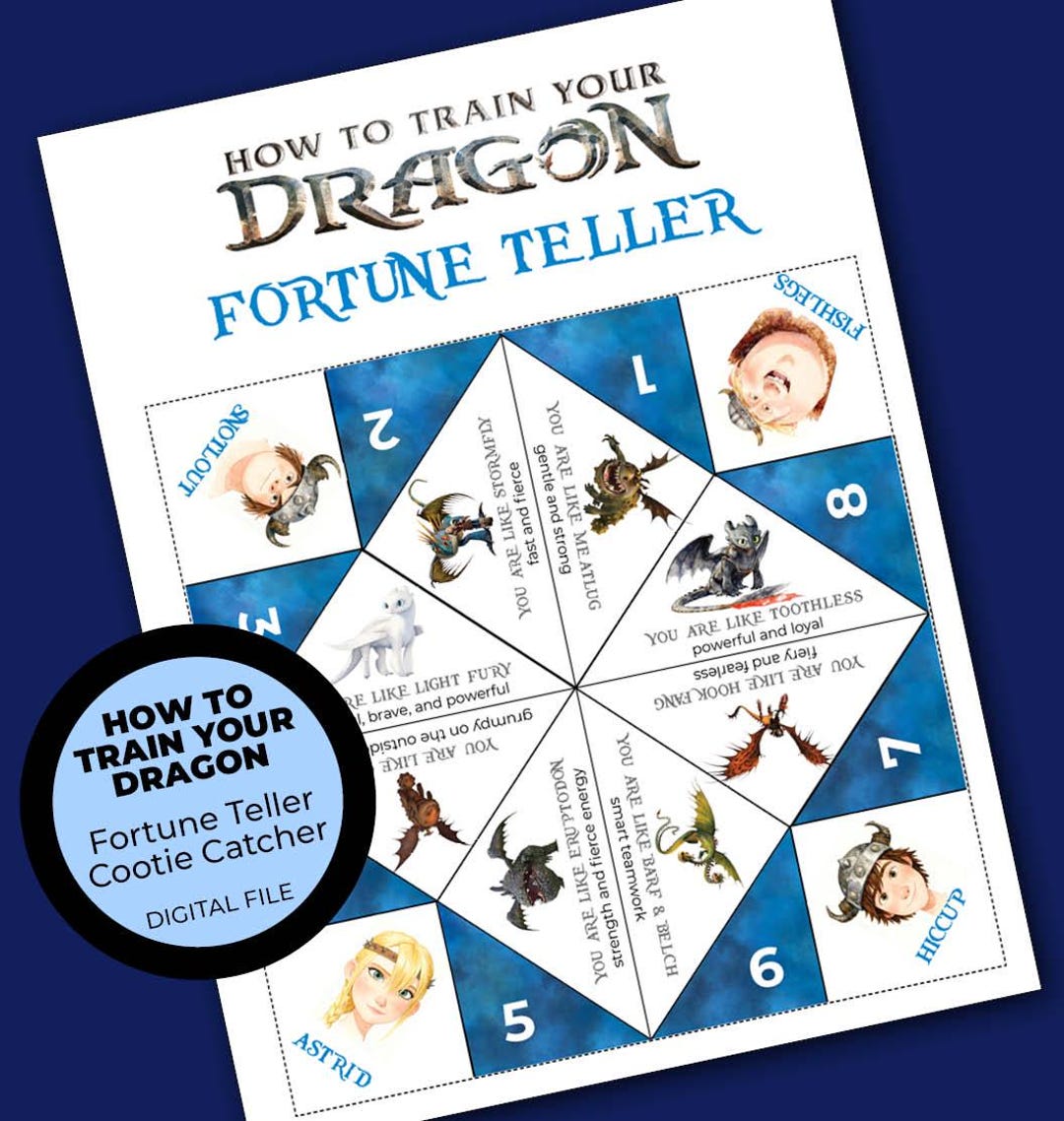Toothless Origami Fortune Teller Cootie Catcher Activity Games ...