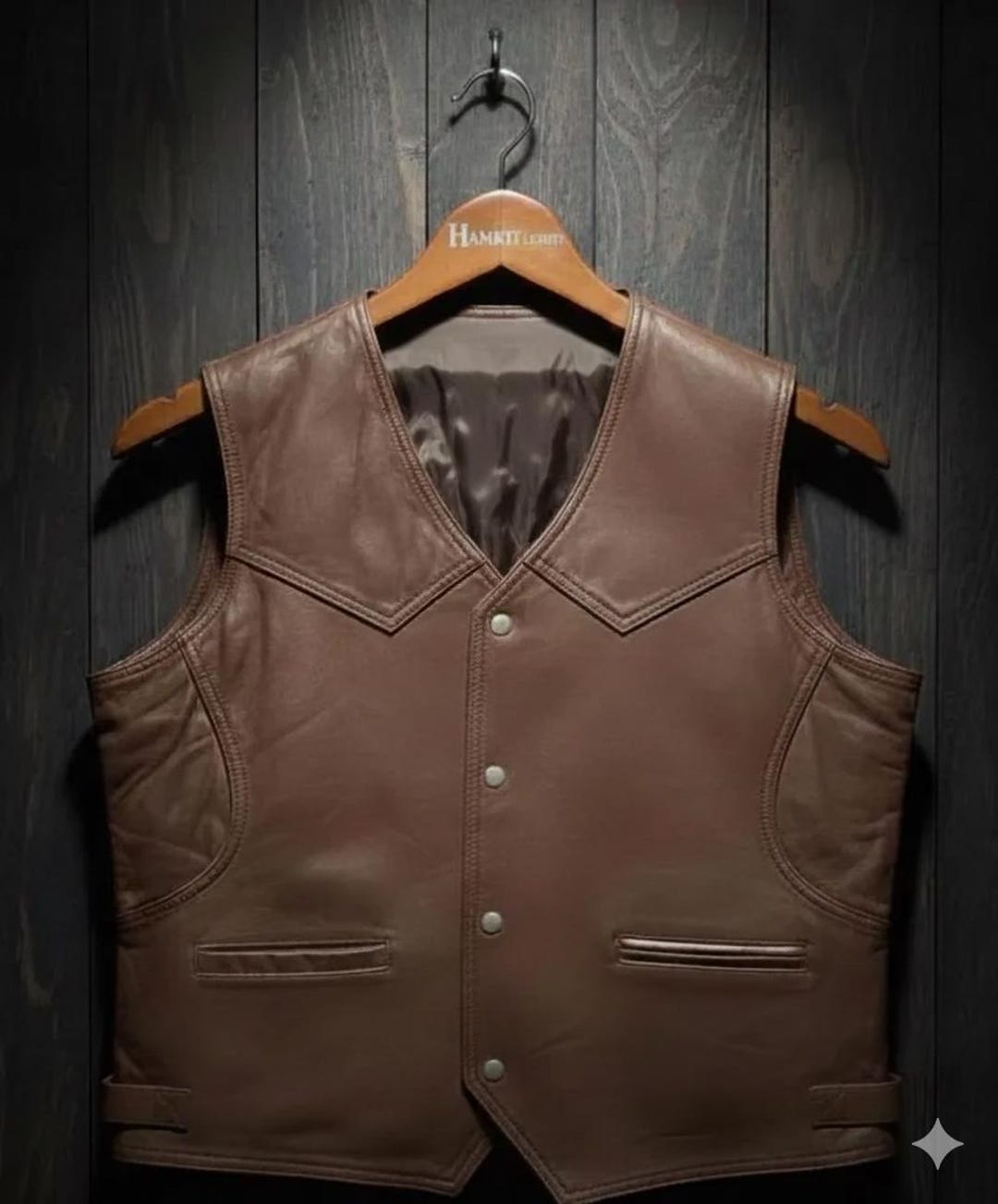 Premium Lambswool Leather Vest With Button Closure and Dual Internal ...