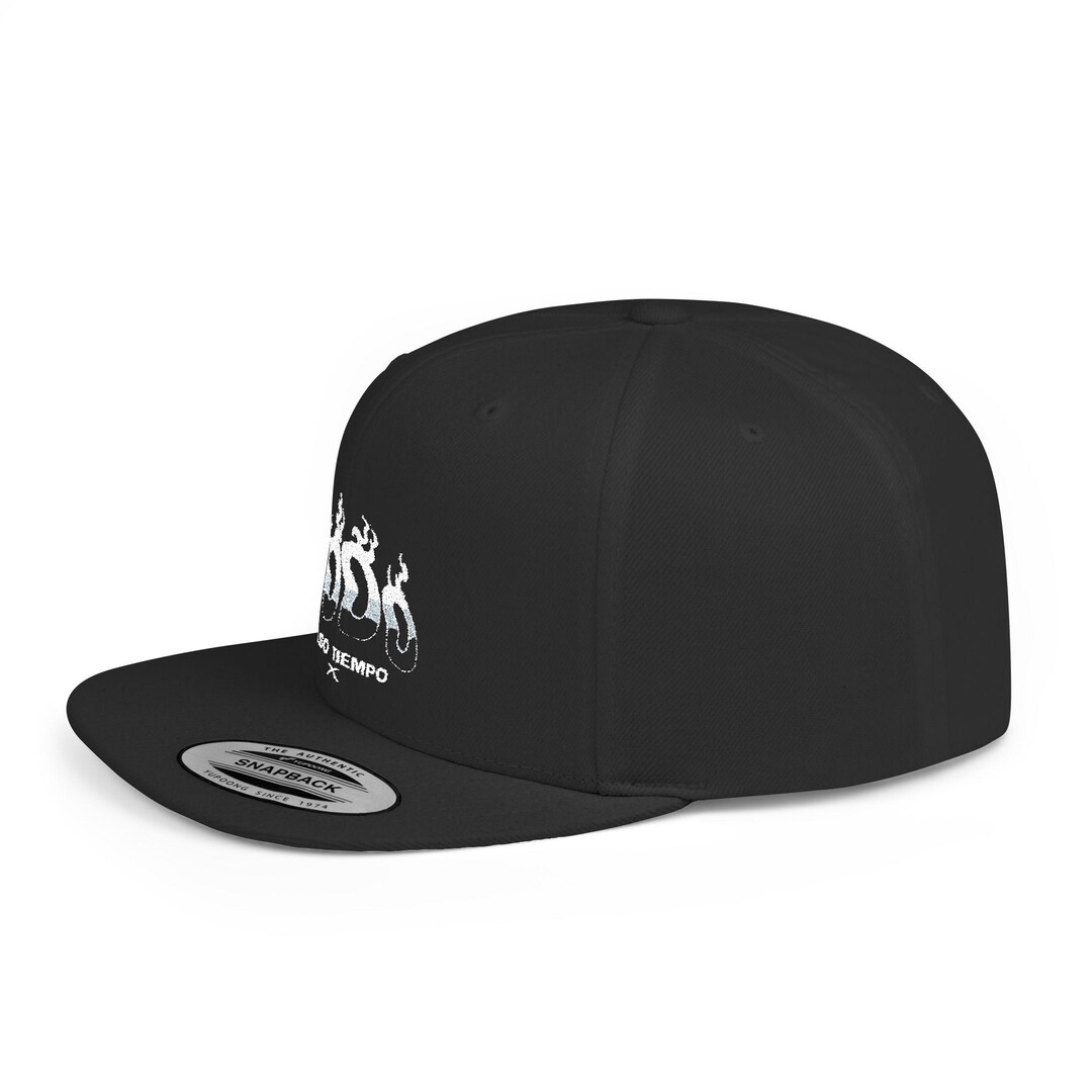 Flaming Logo Snapback Hat | Flat Bill Snapback, Black Embroidered Cap ...
