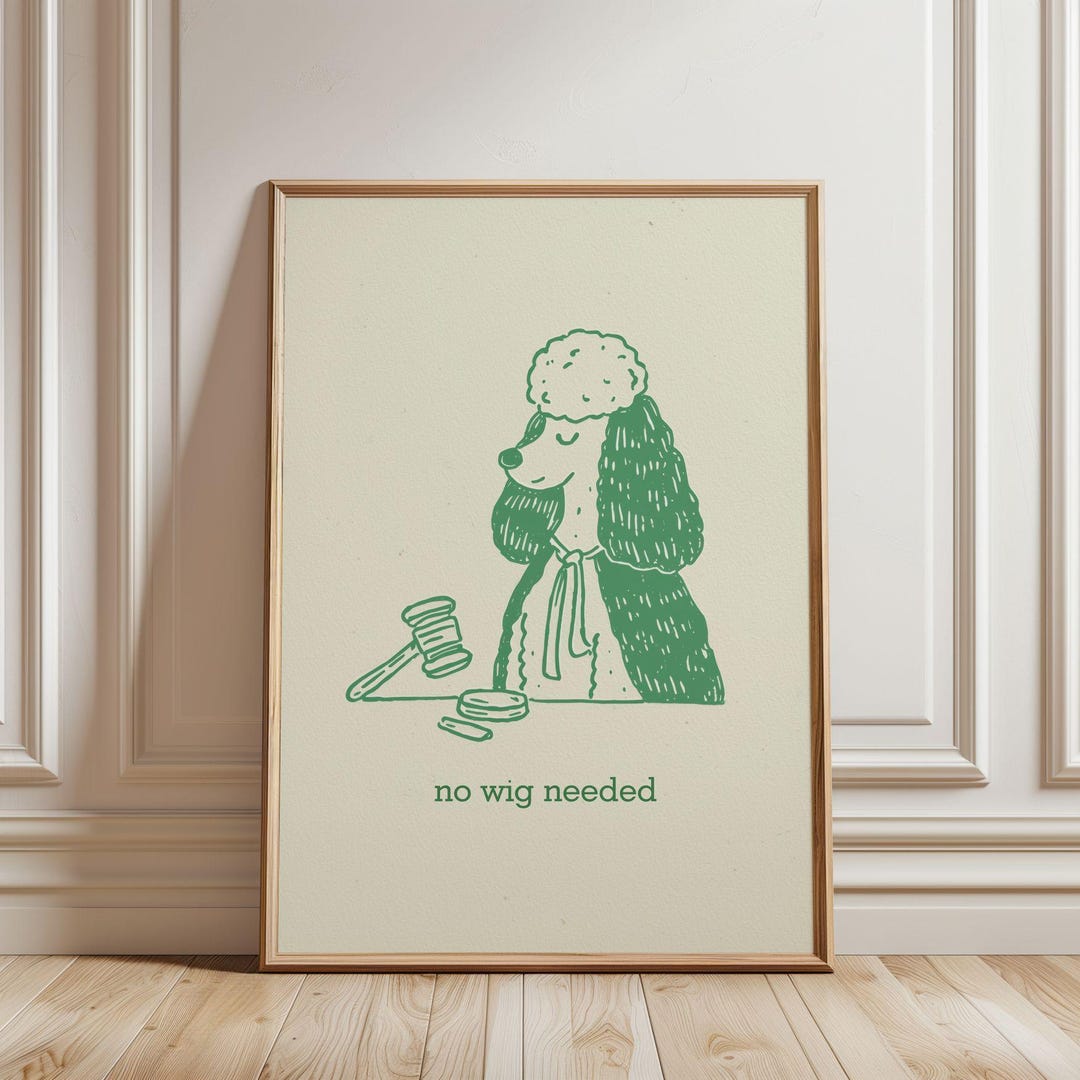 Funny Poodle Judge Portrait – Whimsical Dog Printable Illustration, Pet ...