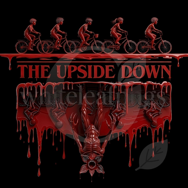 3D the Upside Down, Stranger Things PNG, Bicycle Kids Silhouette ...