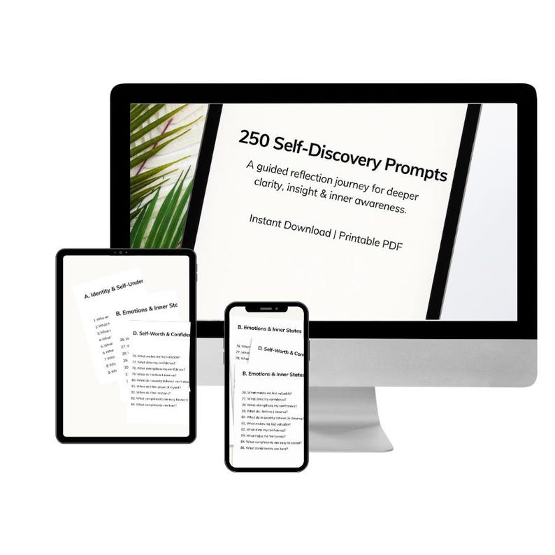 250 Journal Prompts for Self-discovery | Minimalist Digital PDF Journal ...
