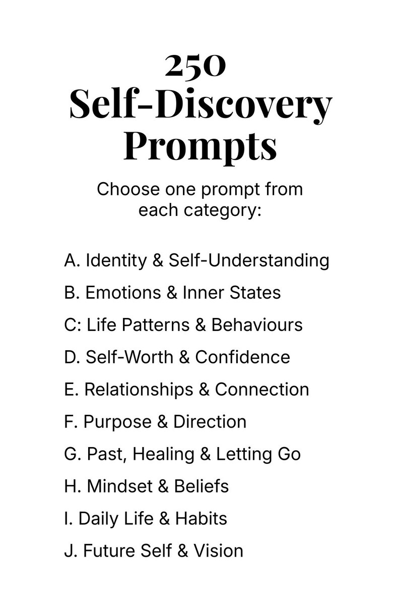 250 Journal Prompts for Self-discovery | Minimalist Digital PDF Journal ...