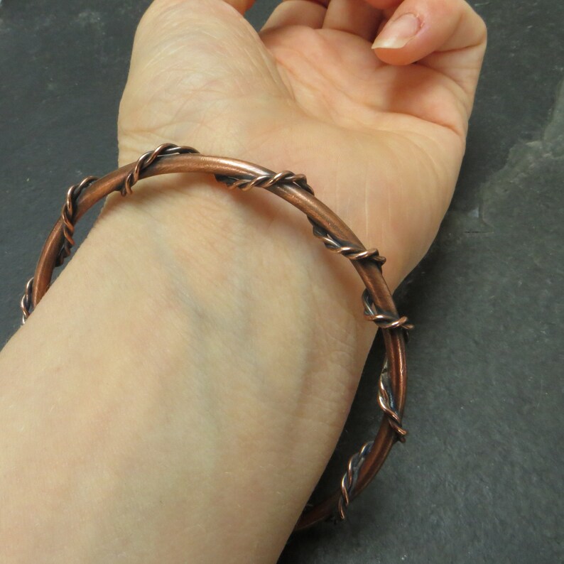 Solid Copper Bangle Heavy Copper Twist Bracelet 7th - Etsy