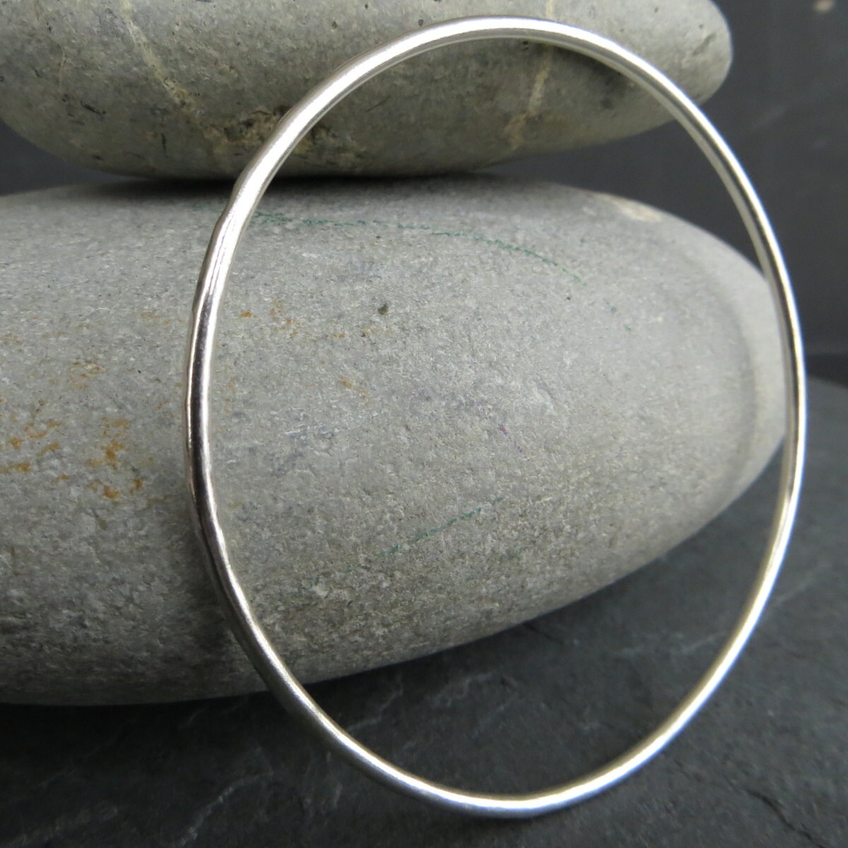 Silver Skinny Bangle, Slim Stacking Bracelet, Solid 925 Sterling Round ...