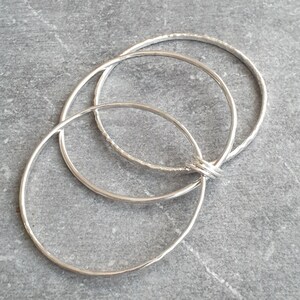 Silver Bangle Trio, Triple Bangle Set, Linked Rings Bangle, Interlocking Bracelet, Classic ...