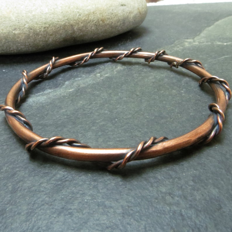 Solid Copper Bangle Heavy Copper Twist Bracelet 7th | Etsy
