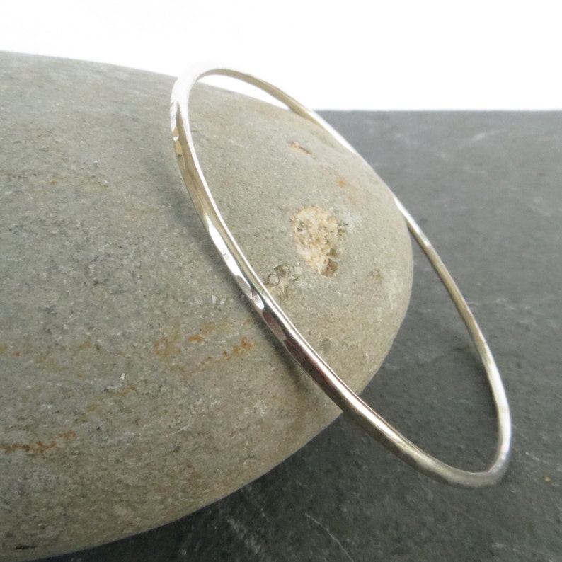 Silver Skinny Bangle Slim Stacking Bracelet Solid 925 | Etsy UK