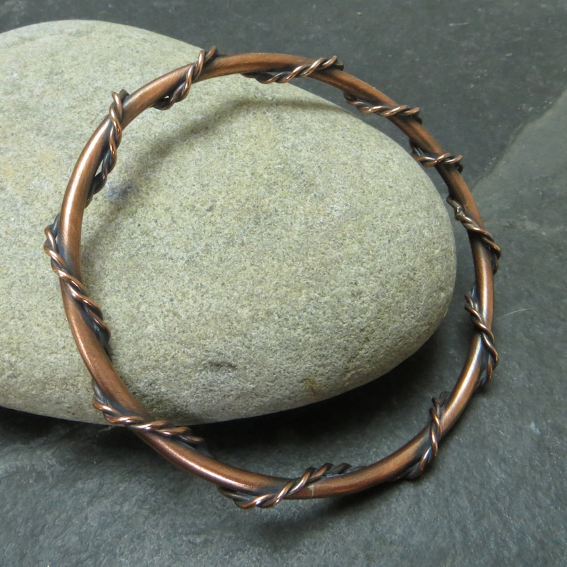 Solid Copper Bangle Heavy Copper Twist Bracelet 7th - Etsy