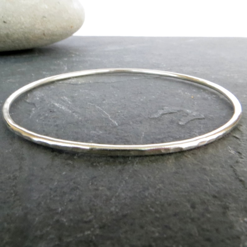 Silver Skinny Bangle Slim Stacking Bracelet Solid 925 | Etsy UK