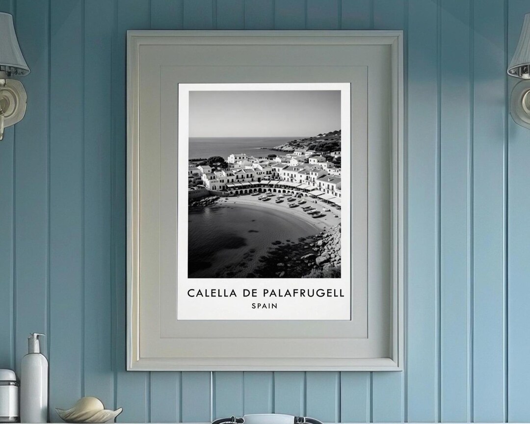 Calella Coastal Poster | Costa Brava Spain Printable Wall Art | Black ...