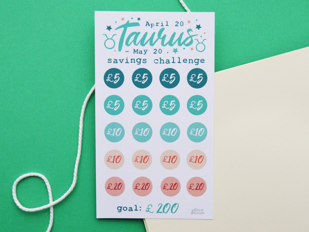 Taurus Zodiac Money Saving Challenge Astrology Cash Stuffing Star Sign ...