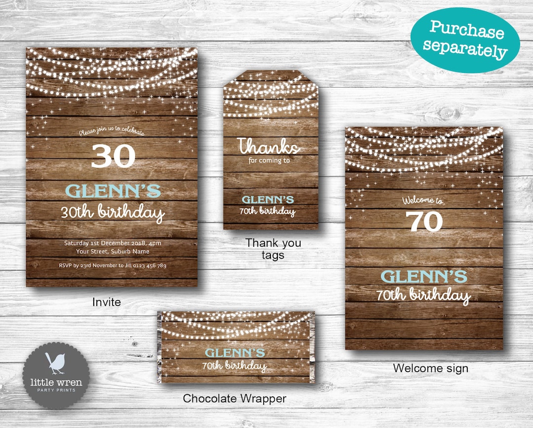 Rustic Invite, Fairy Lights Invitation, 30th Birthday, 40th Birthday ...