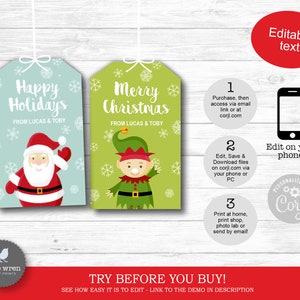 Personalised Christmas Gift Tag, INSTANT DOWNLOAD, Editable Gift Card ...