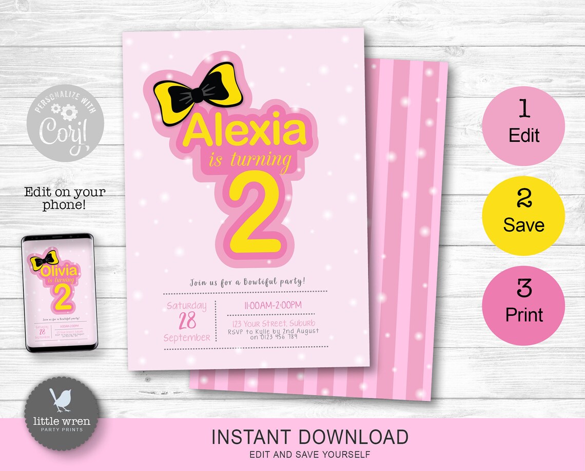 Emma Wiggle Pack Emma Invitation INSTANT DOWNLOAD Yellow - Etsy