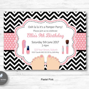 Pamper Party Invitation, Day Spa Invitation, Pamper Party, Birthday ...