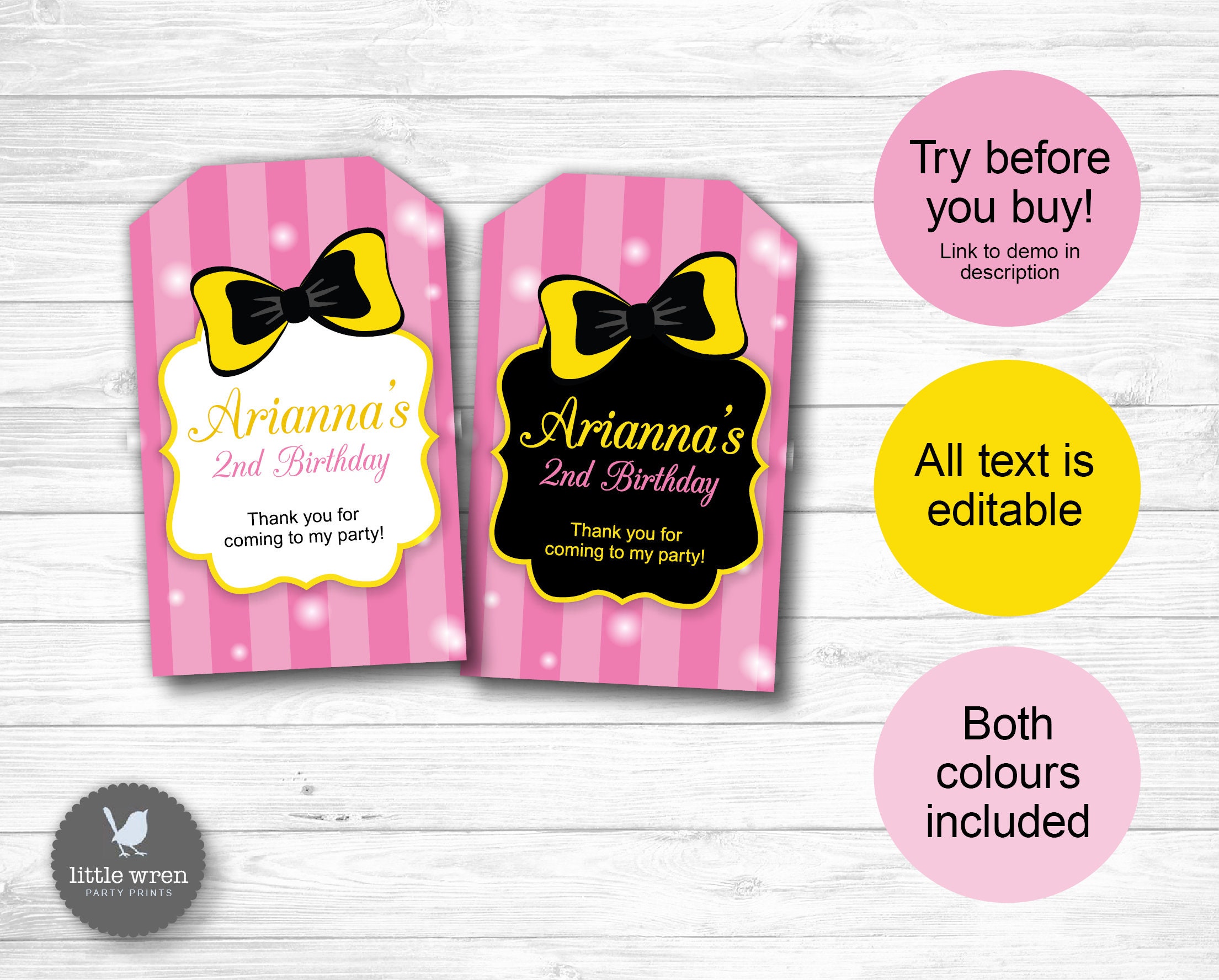 Emma Wiggle Gift Tags, INSTANT DOWNLOAD, Thank You, Favor Tags ...