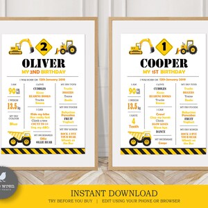 Construction Party Milestone Board, INSTANT DOWNLOAD, Chalkboard Poster ...