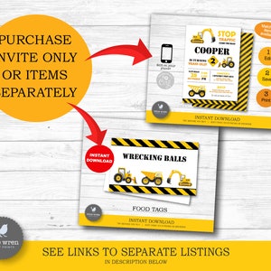 Construction Party Decorations, INSTANT DOWNLOAD, Birthday Party, 5 ...