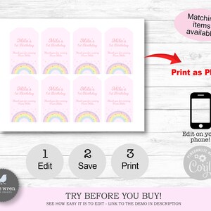 Rainbow Gift Tags, INSTANT DOWNLOAD, Pastel Rainbow, Birthday Party ...