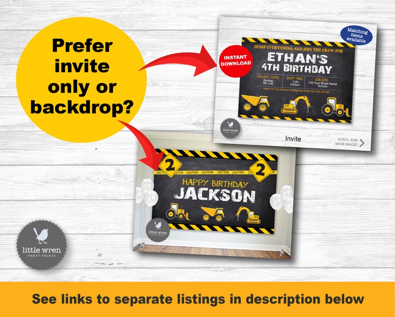 Construction Invitation INSTANT DOWNLOAD Construction | Etsy