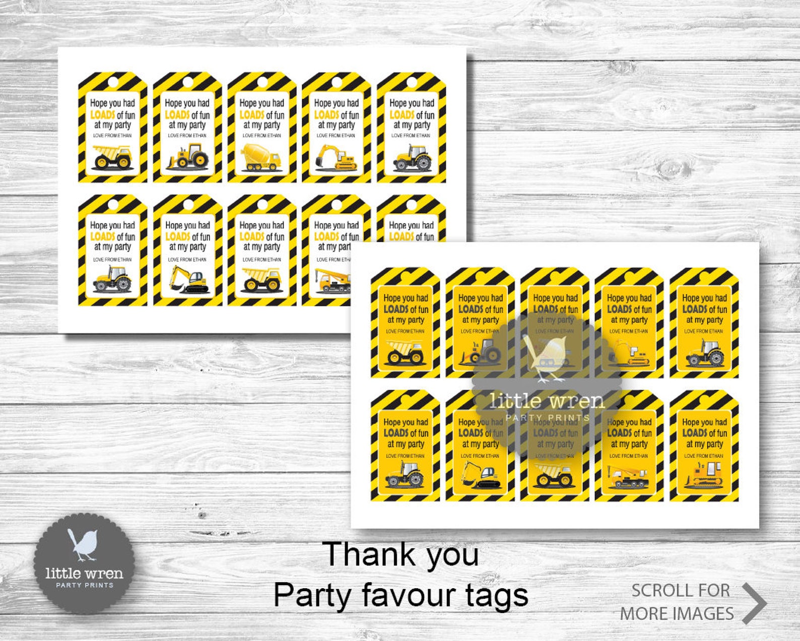 Instant Download Construction Thank you Tag Party Bag Tag | Etsy