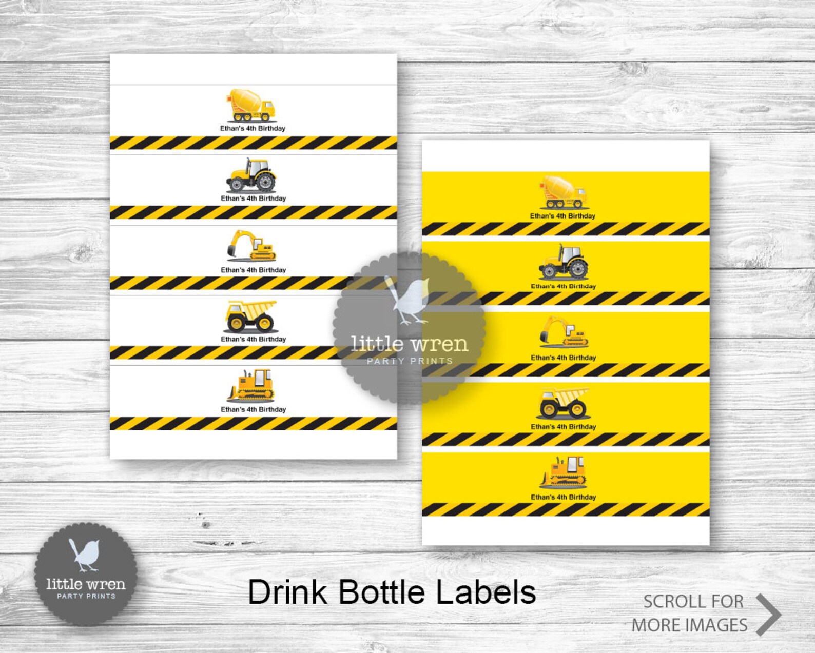 Construction Party Water Bottle Labels INSTANT DOWNLOAD - Etsy