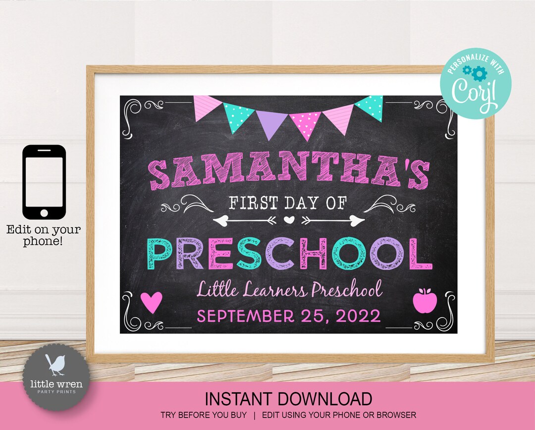 Back to School Poster, INSTANT DOWNLOAD, First Day of School ...