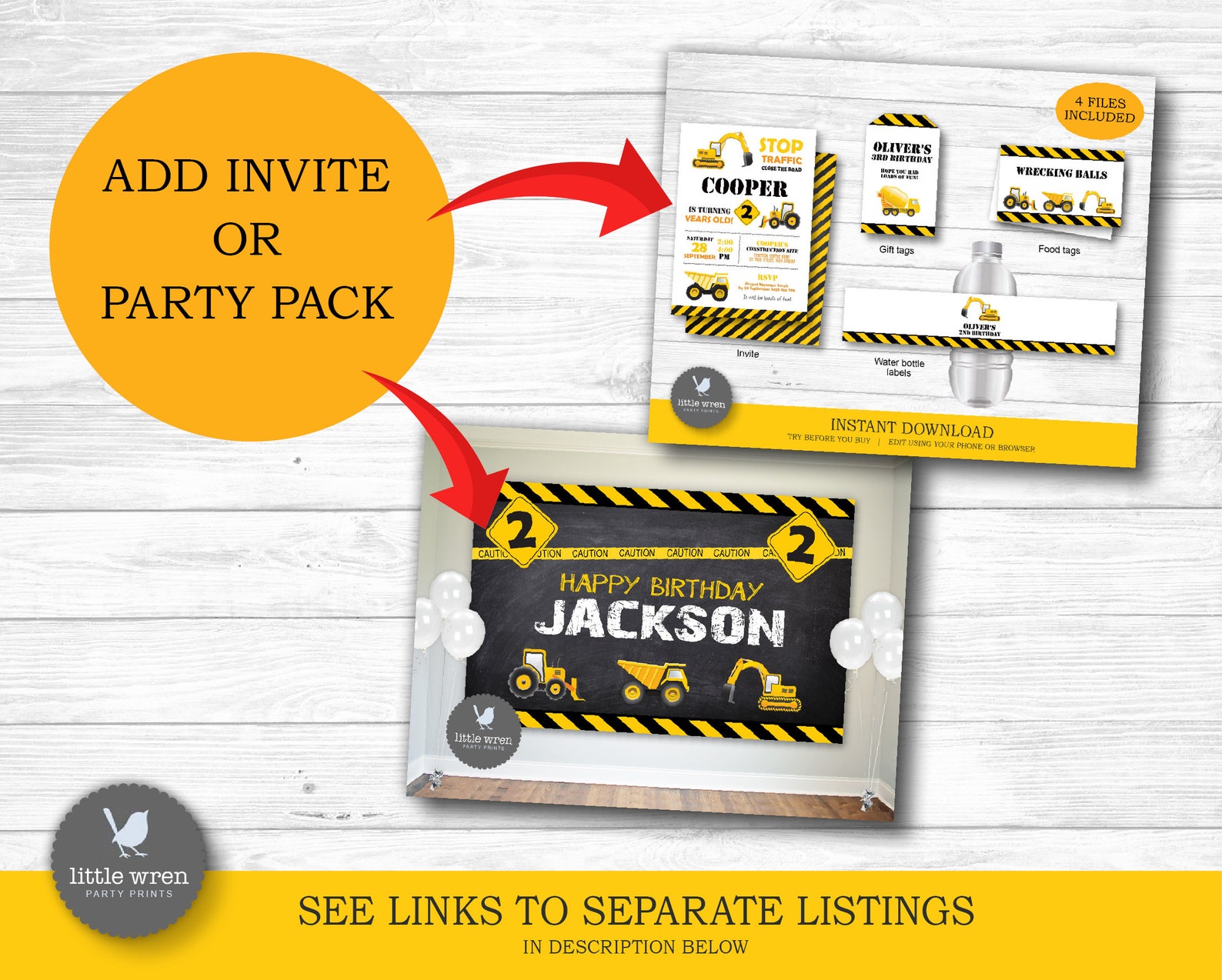 Construction Backdrop, INSTANT DOWNLOAD, Banner, Poster, Construction ...