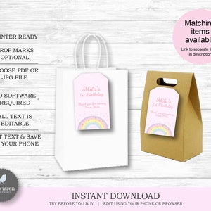 Rainbow Gift Tags, INSTANT DOWNLOAD, Pastel Rainbow, Birthday Party ...
