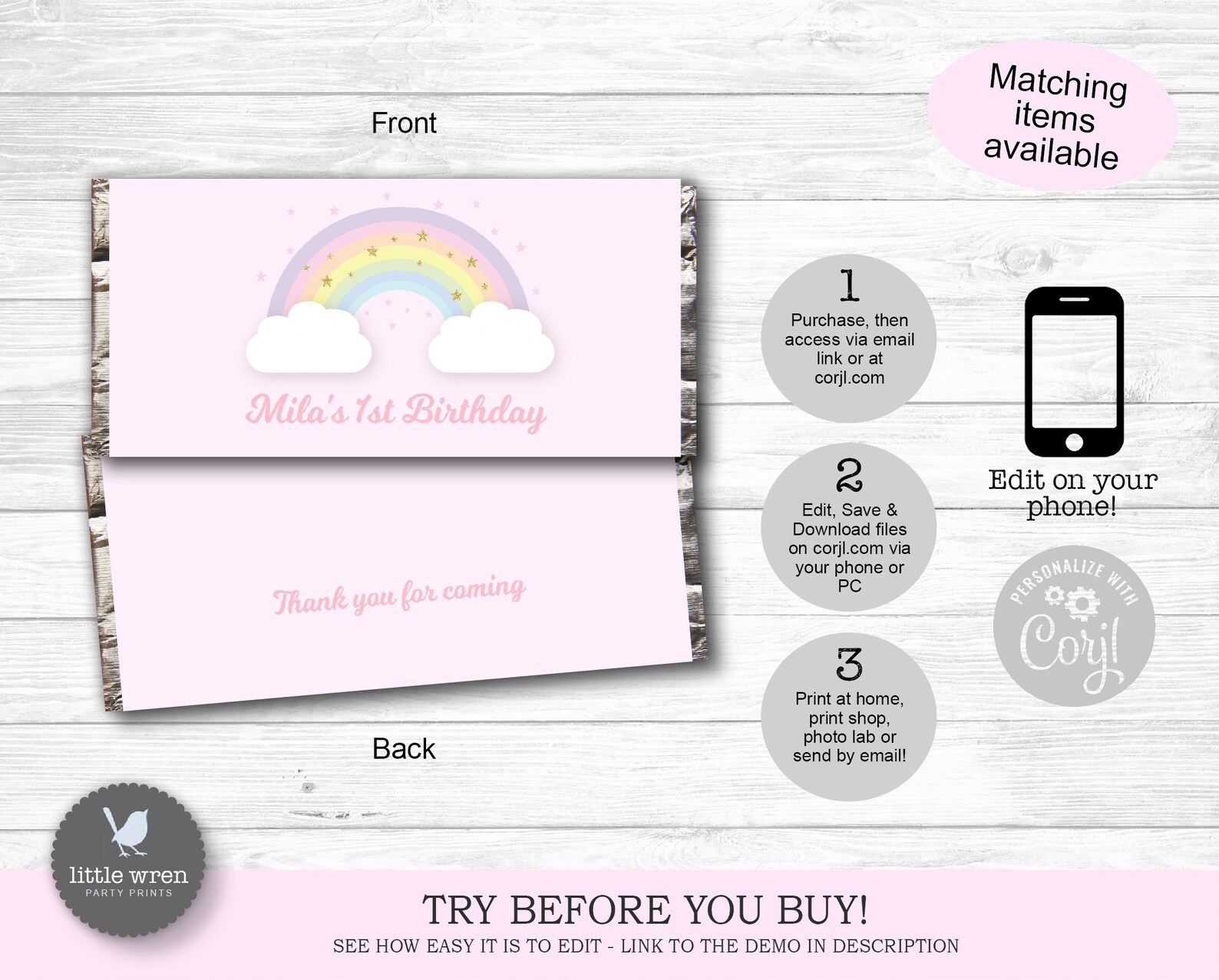 Rainbow Chocolate Wrapper, INSTANT DOWNLOAD, Pastel Rainbow, Birthday ...