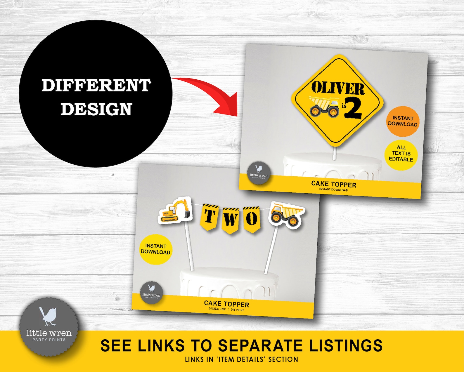 Construction Cake Topper Cake Bunting Cake Sign Custom Cake - Etsy