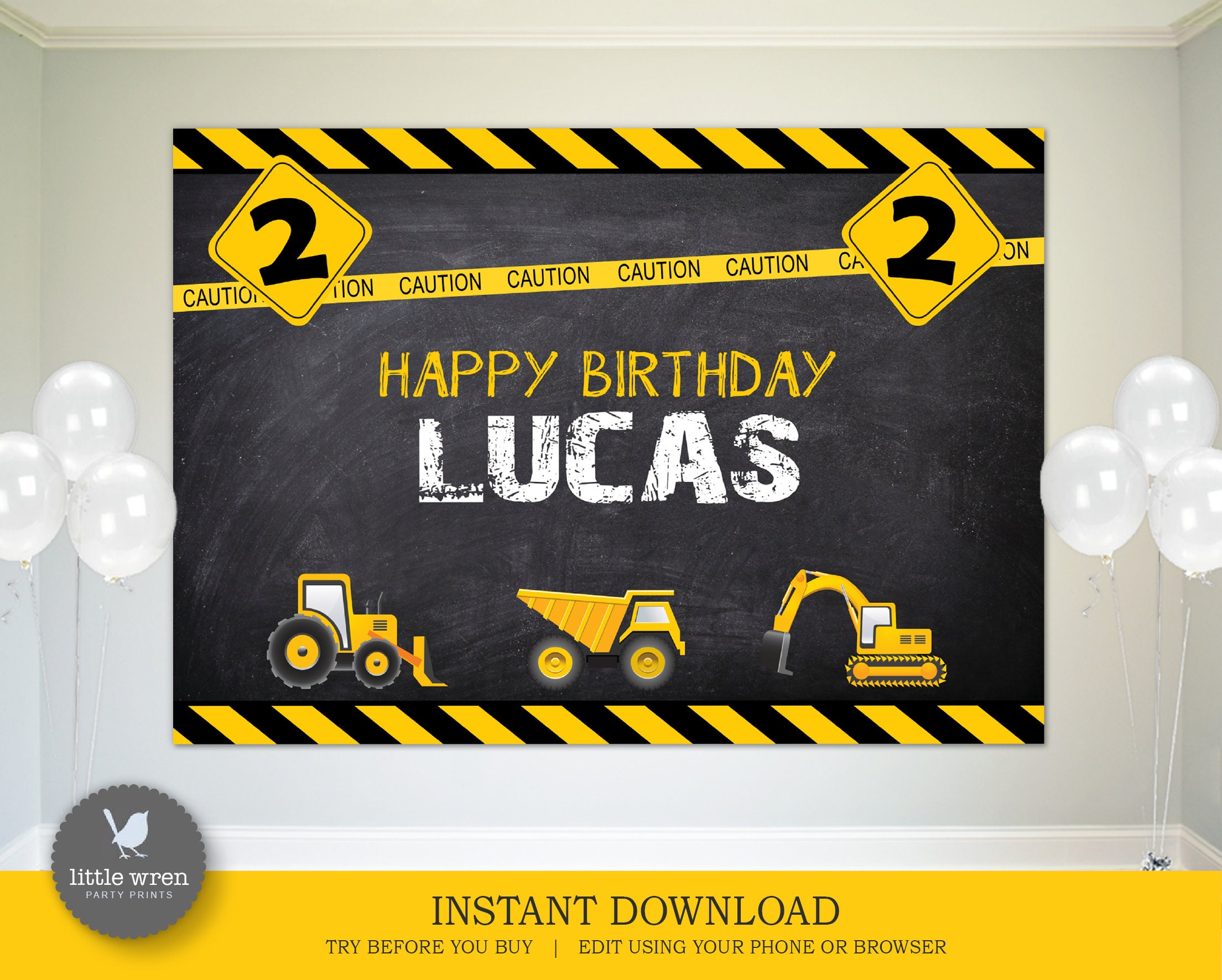 Construction Backdrop INSTANT DOWNLOAD Banner Poster - Etsy Australia