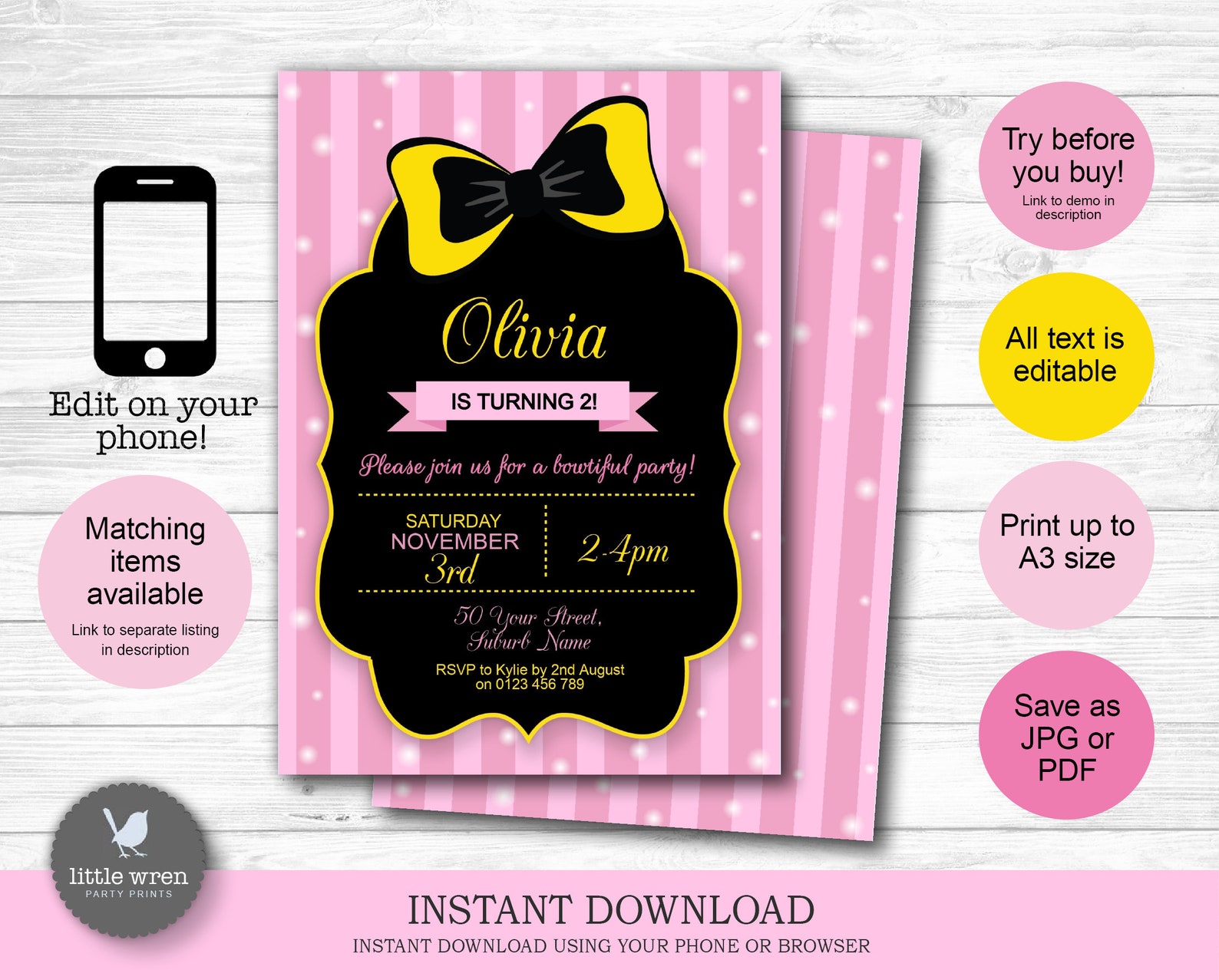 Emma Wiggle Invitation, INSTANT DOWNLOAD, Birthday Party, Emma Wiggle ...
