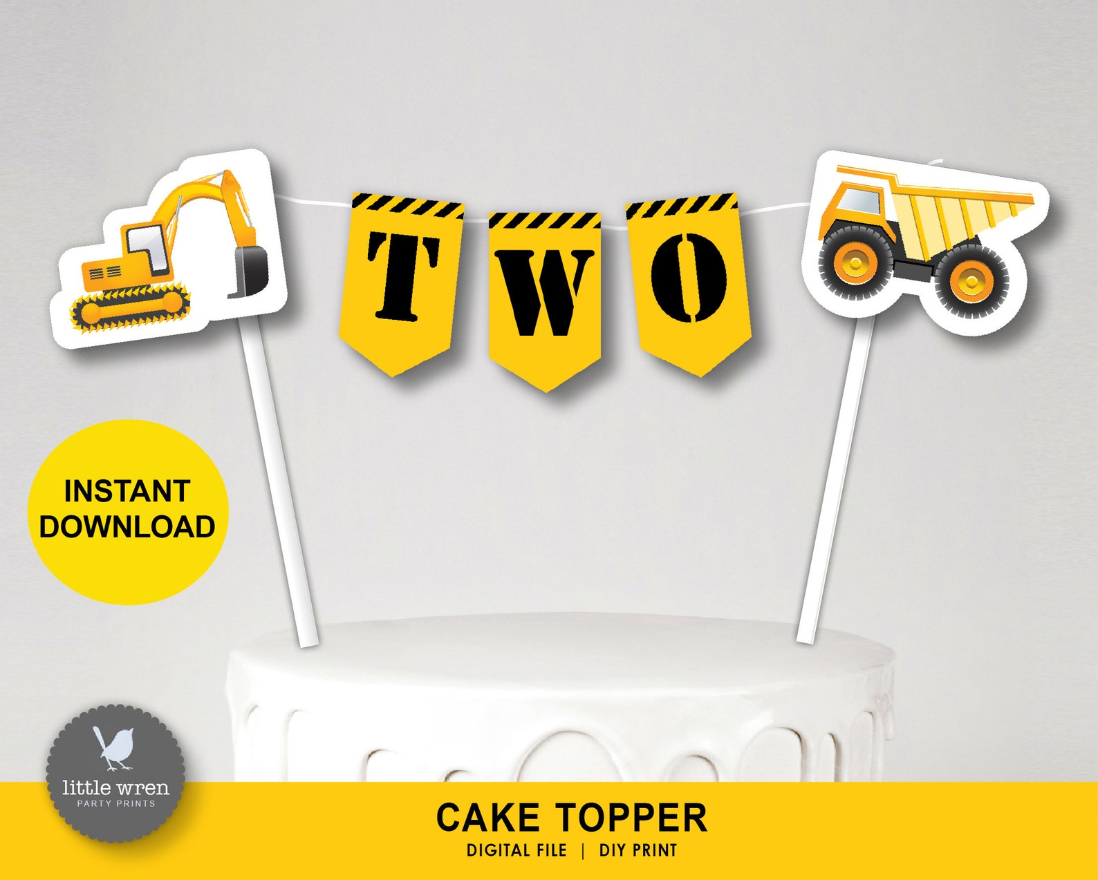 Construction Cake Topper INSTANT DOWNLOAD Cake Bunting Cake | Etsy