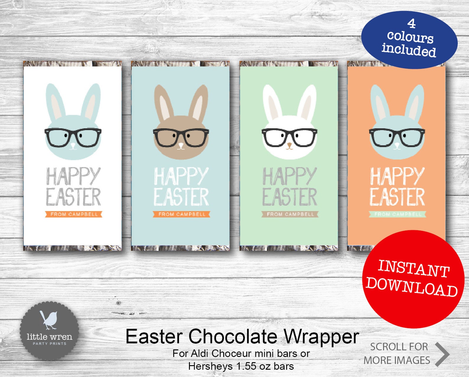 Instant Download, Easter Chocolate Wrapper, Personalised Easter Gift ...