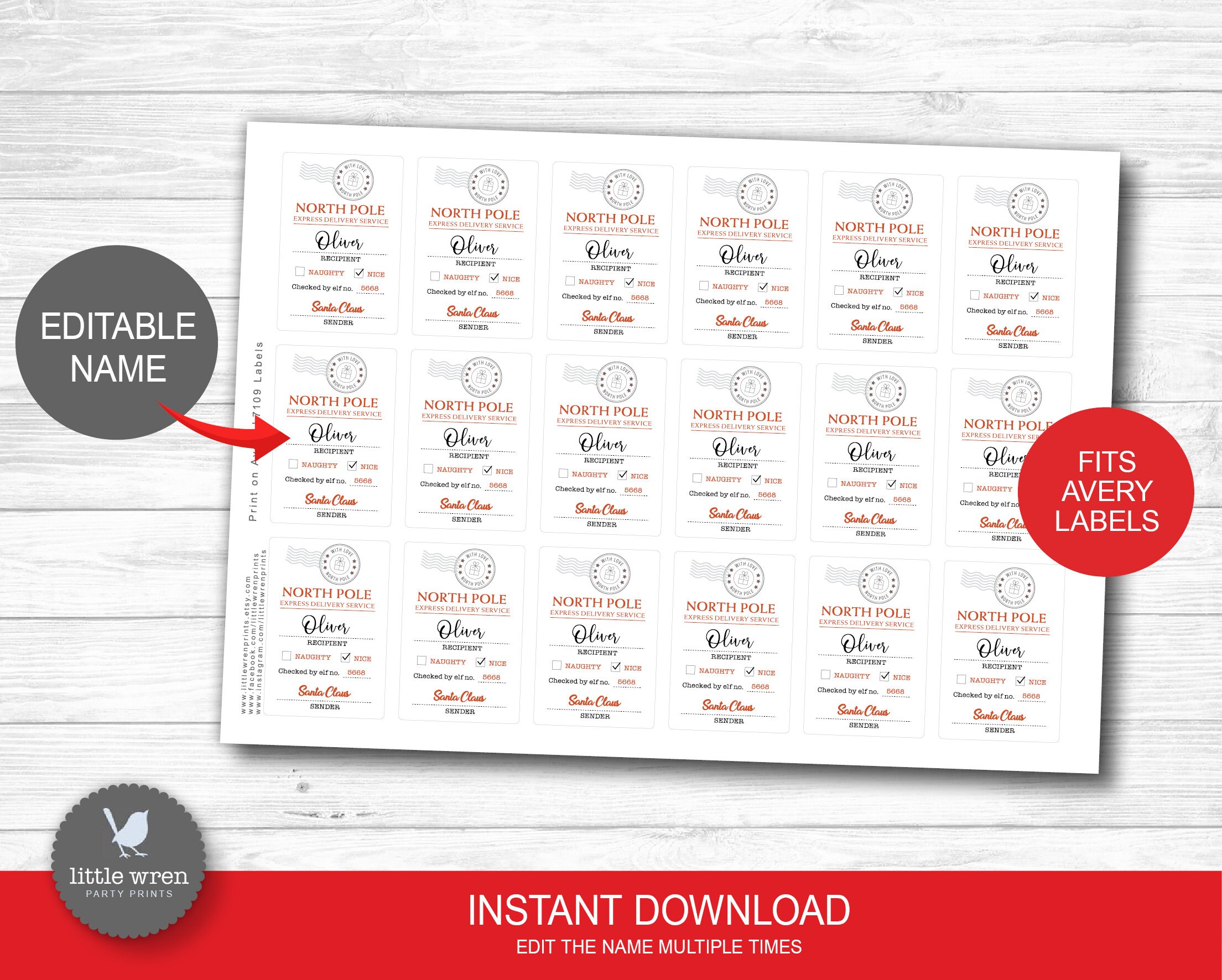 North Pole Labels Christmas Gift Stickers INSTANT DOWNLOAD - Etsy Australia