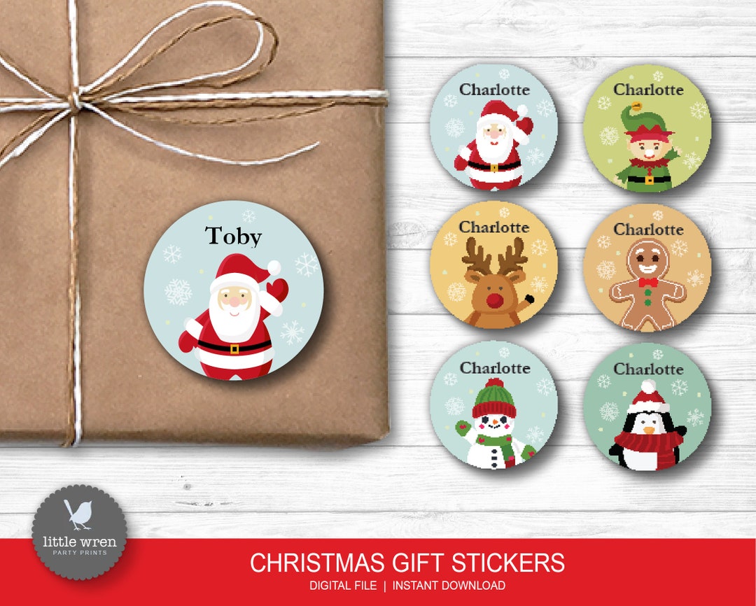 Personalised Christmas Labels, Christmas Stickers, INSTANT DOWNLOAD ...