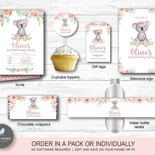 Koala Birthday Banner Party Bunting Australian Animal - Etsy