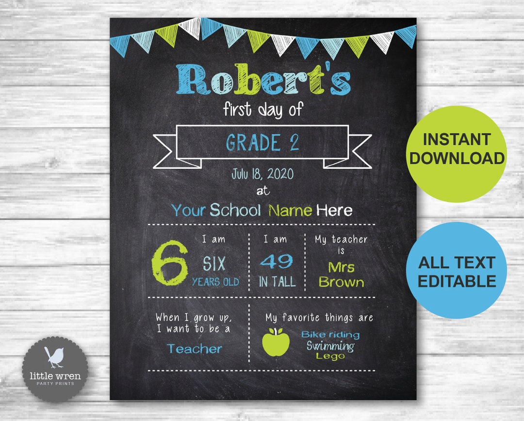 Back to School Poster, INSTANT DOWNLOAD, First Day of School ...
