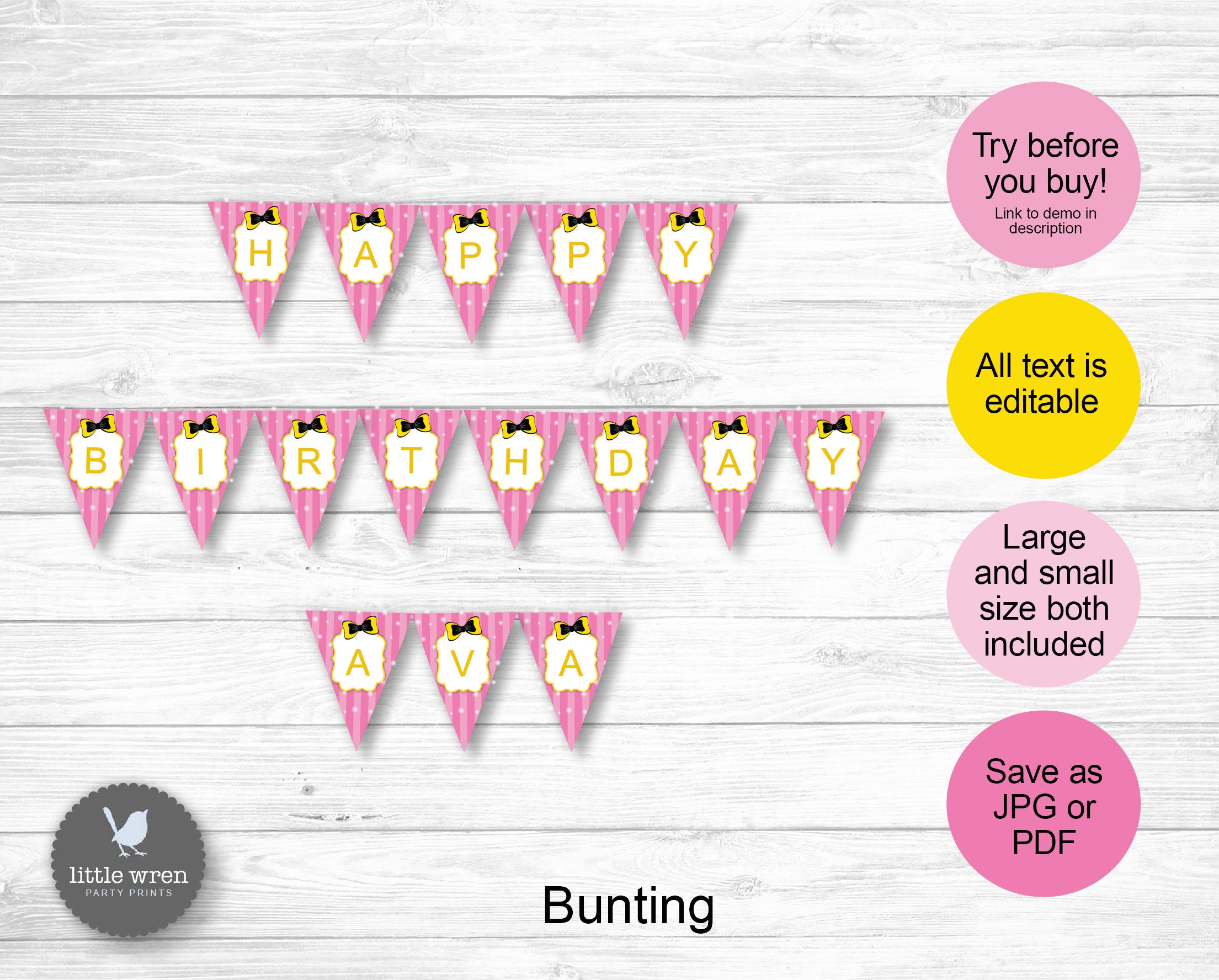 Emma Wiggle Bunting, INSTANT DOWNLOAD, Banner, Happy Birthday Sign ...