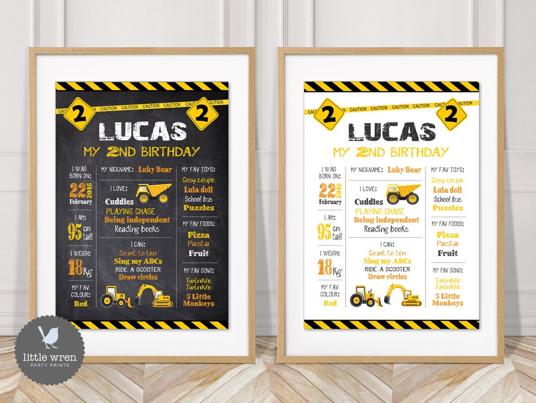 Construction Chalkboard Print, Milestone Poster, Birthday Board, Dump ...