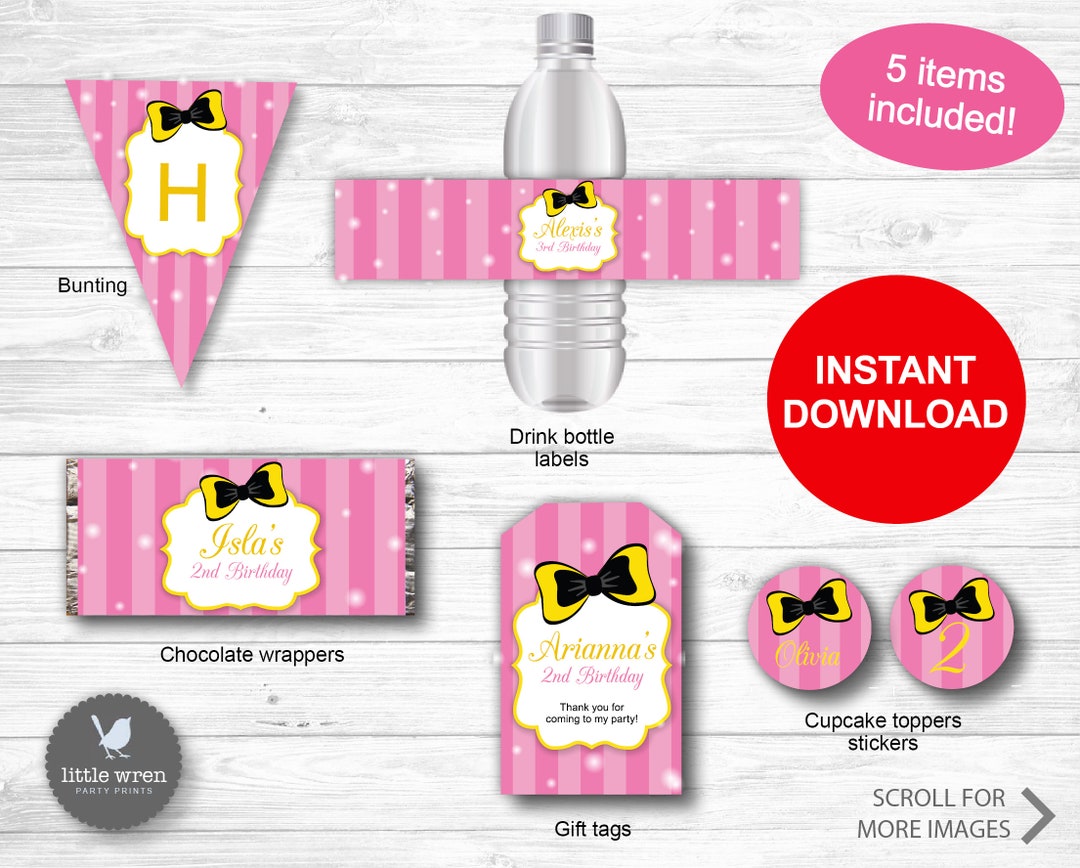 Emma Wiggle Birthday Party Decorations, INSTANT DOWNLOAD, Pink Emma ...