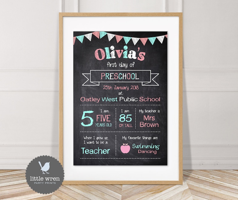 School milestone board INSTANT DOWNLOAD First day of school | Etsy